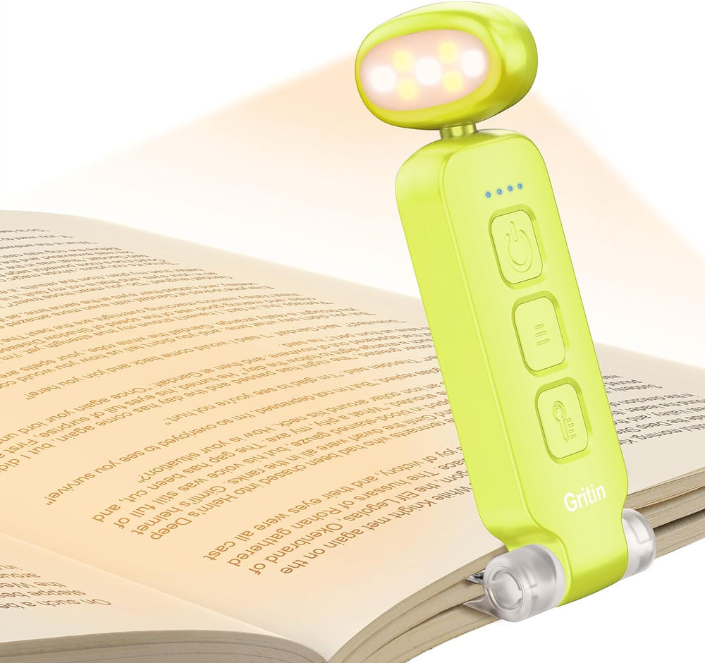 Gritin Mini Portable Reading Light, Rechargeable Book Light for Readin